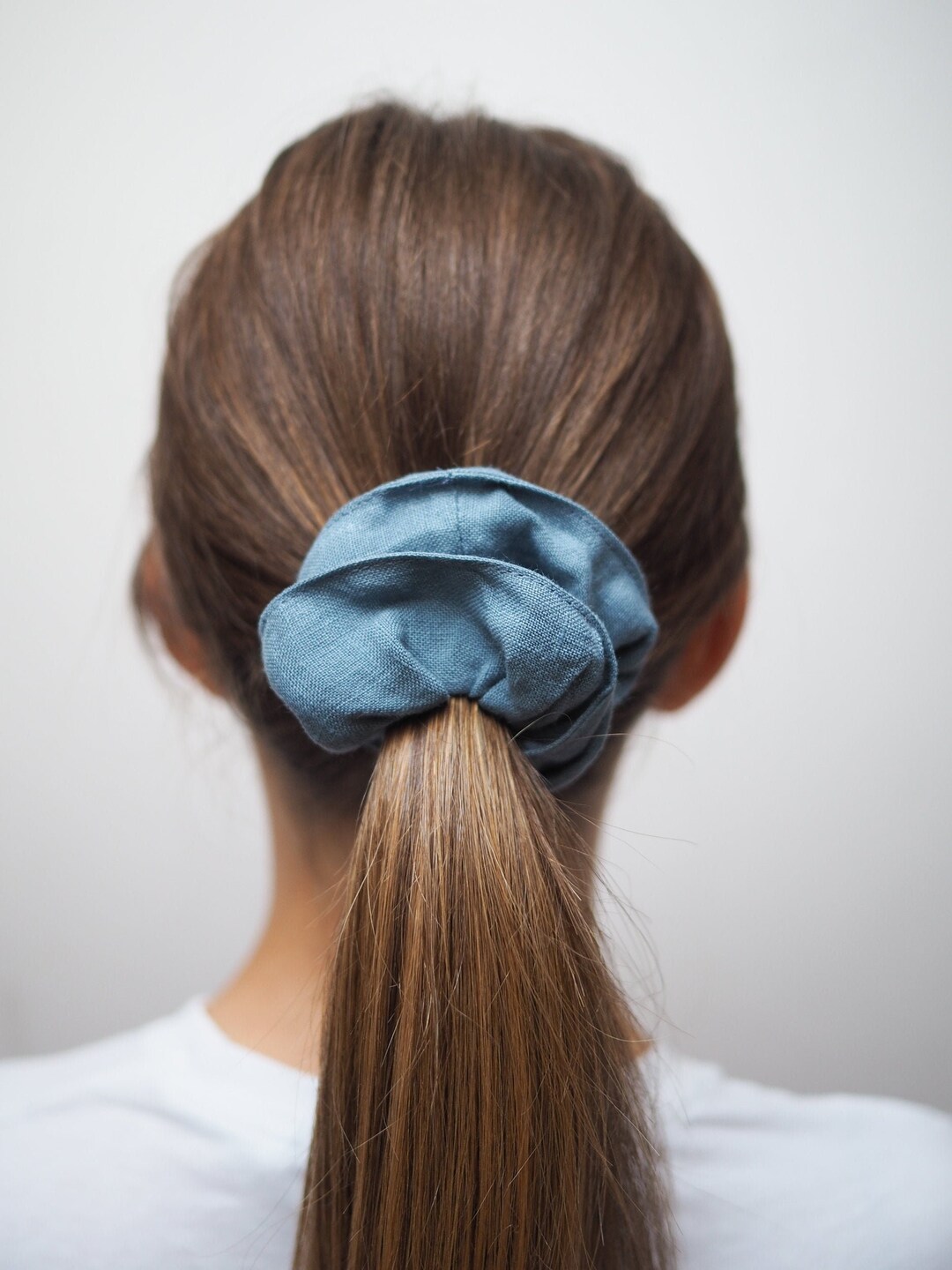 Dusty Blue Linen Scrunchie, Soft Linen Hair Tie, Best Friend Gift ...