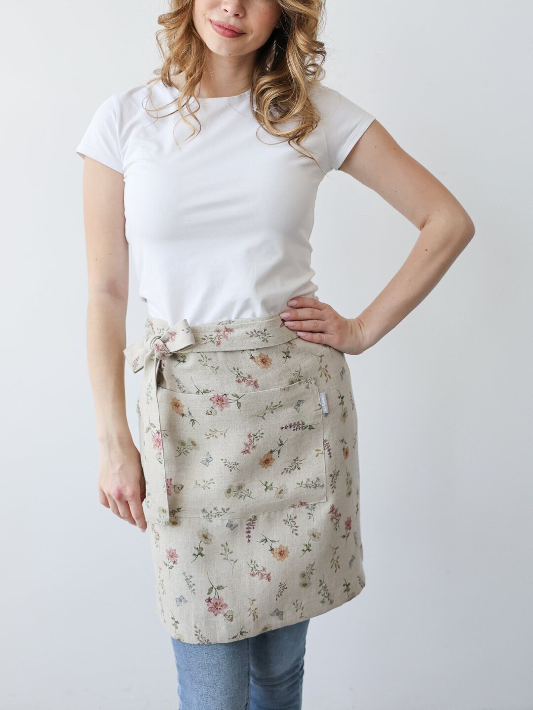 Linen Cafe Apron. Linen Half Apron. Perfect Gift Idea. - Etsy