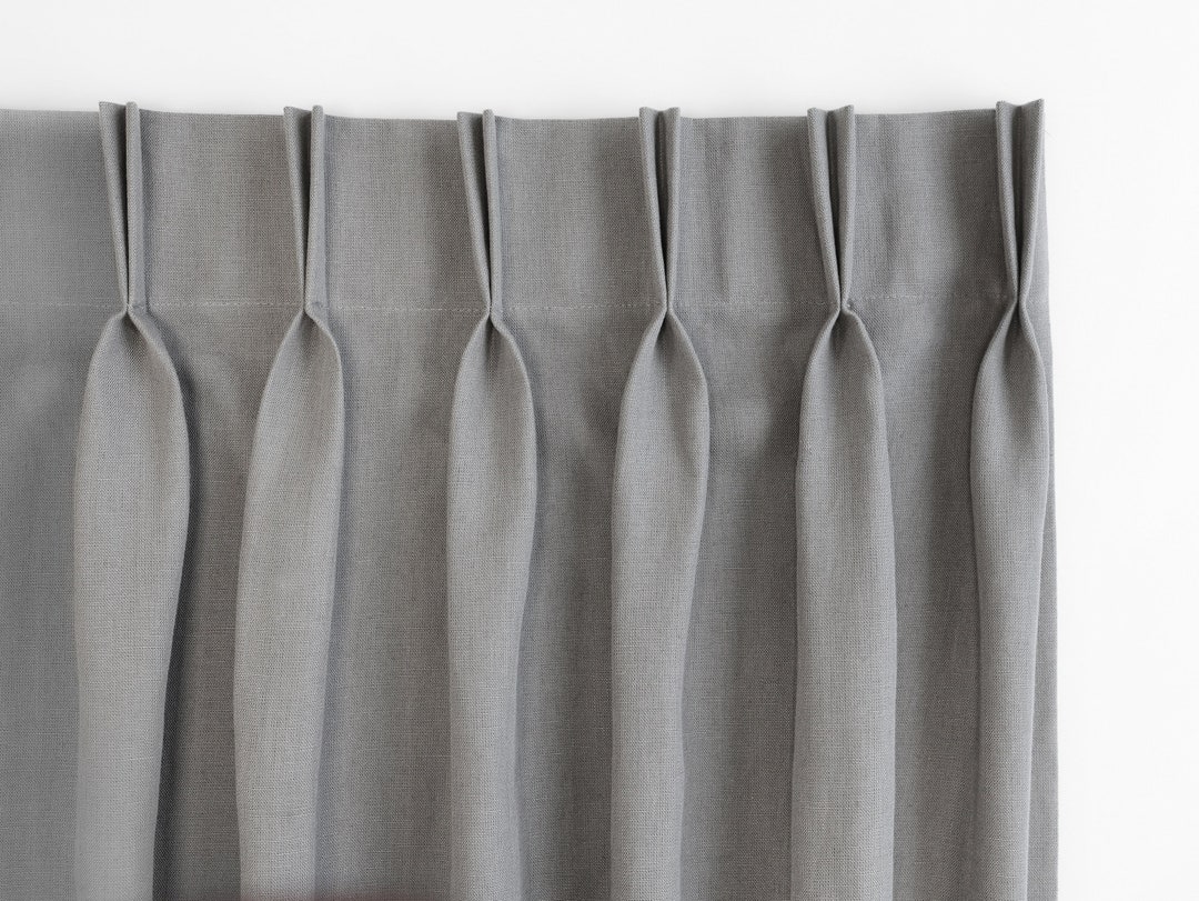 Double French Pleated Linen Curtain. French Pleat Curtain Made of ...