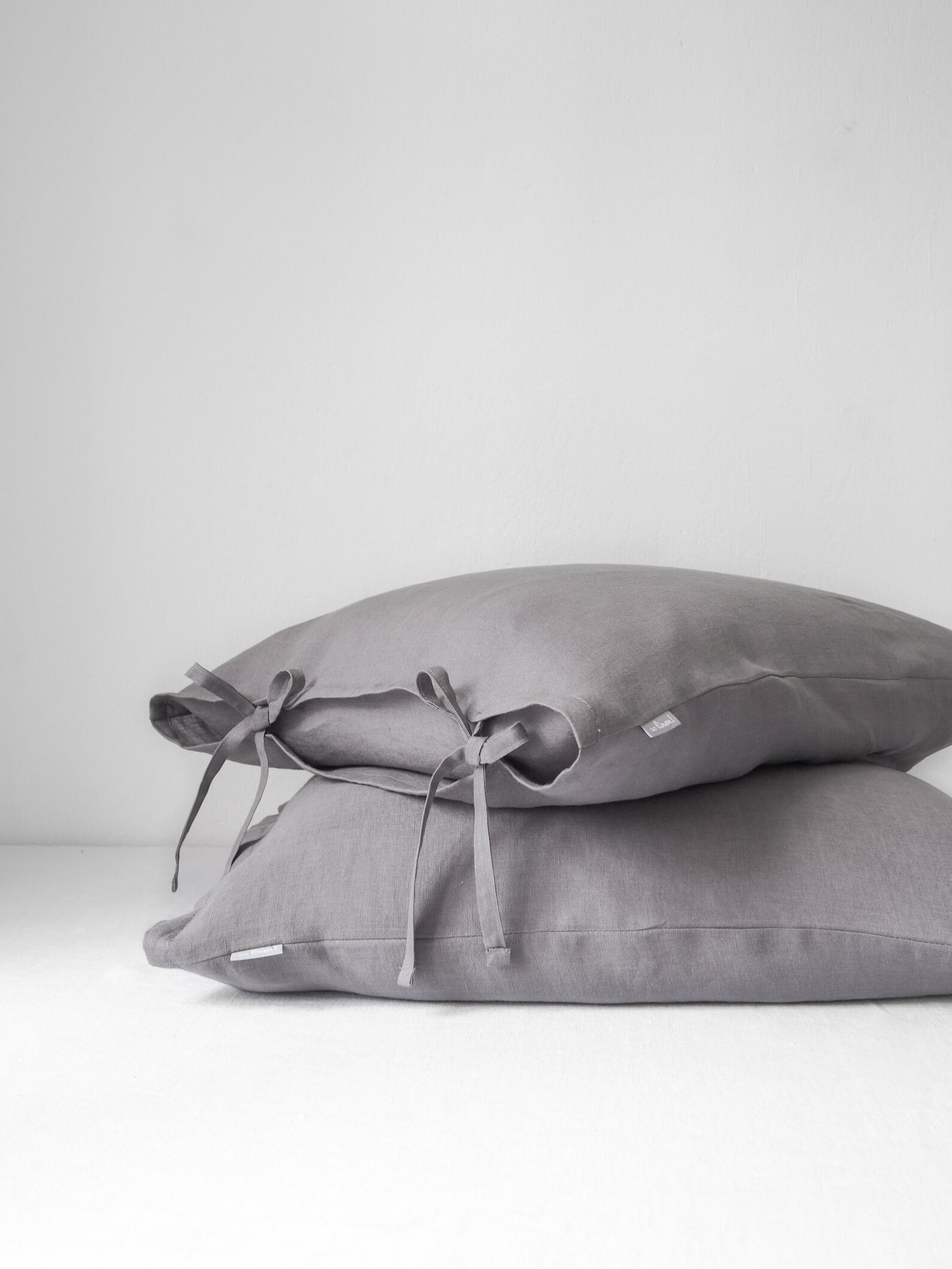 True Gray Linen Pillow Cover Tied With a Bow. True Gray Linen - Etsy