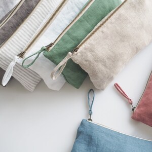 Sustainable Linen Makeup Pouch. Linen Cosmetic Bag in Pure White Color ...