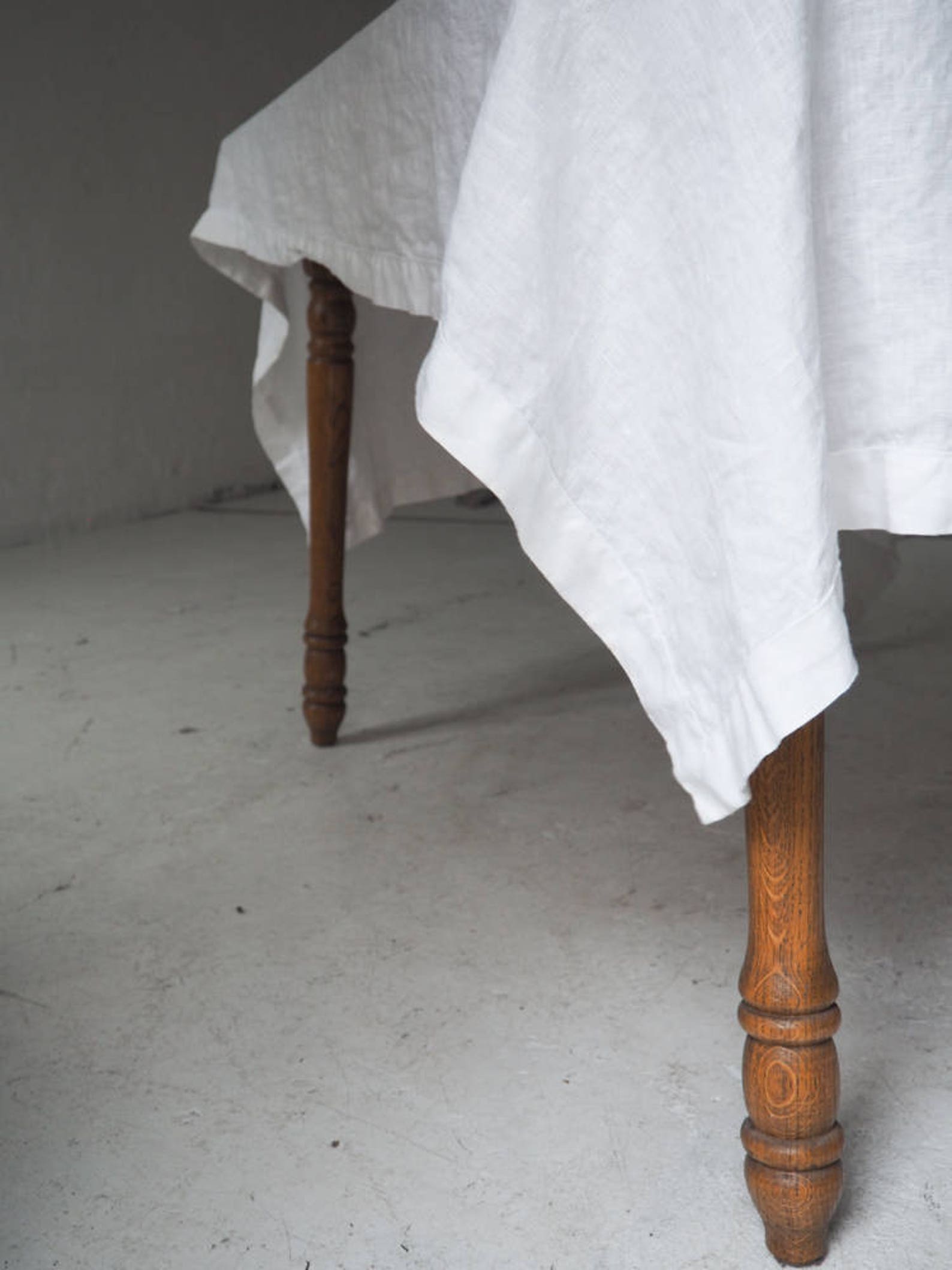 White Linen TABLECLOTH. Washed Tablecloth. Rectangular | Etsy