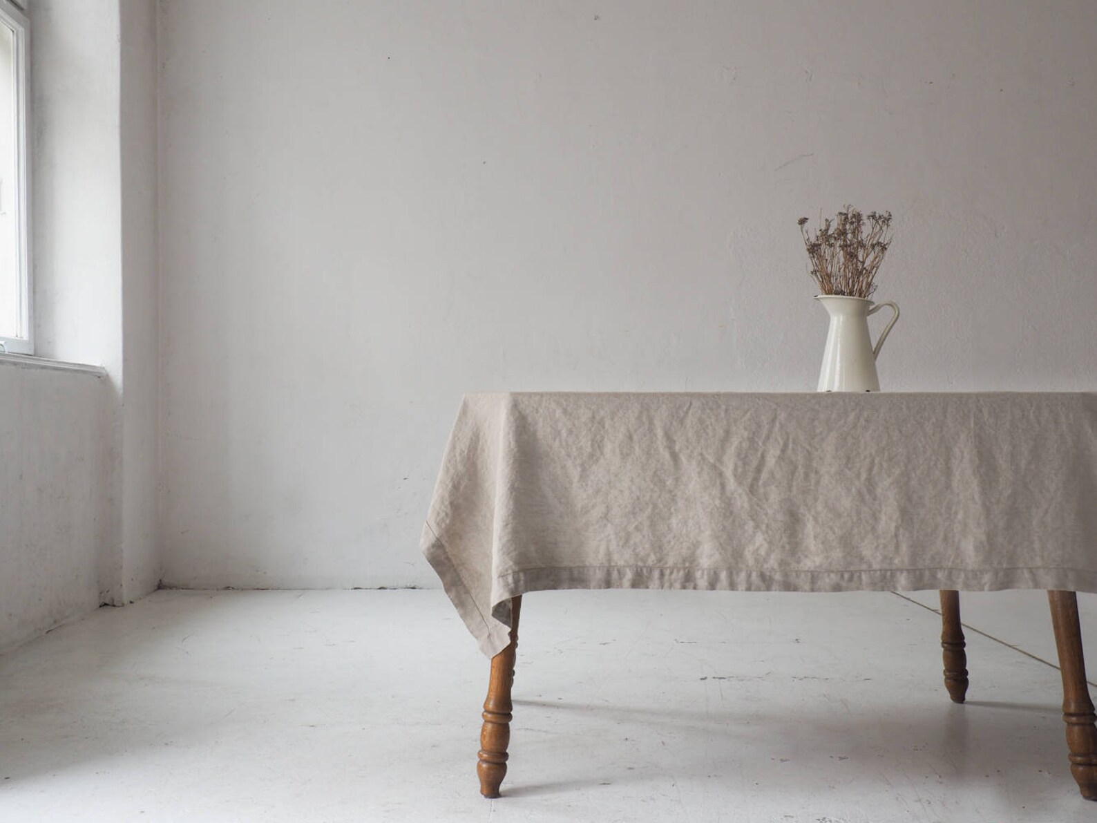 Natural Linen Tablecloth With Edge Made of Prewashed Linen - Etsy