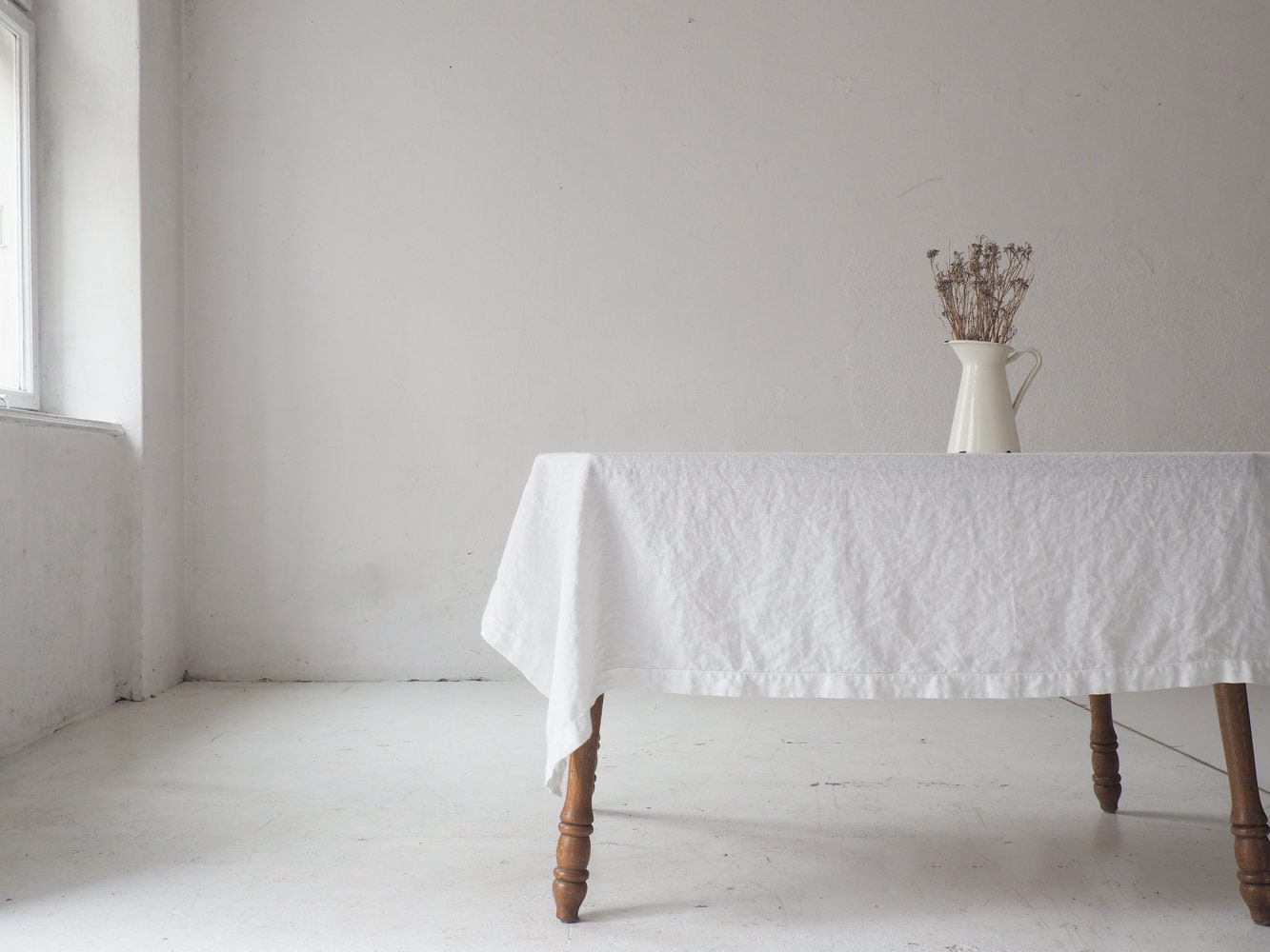 Natural Linen Tablecloth With Edge Made of Prewashed Linen - Etsy UK