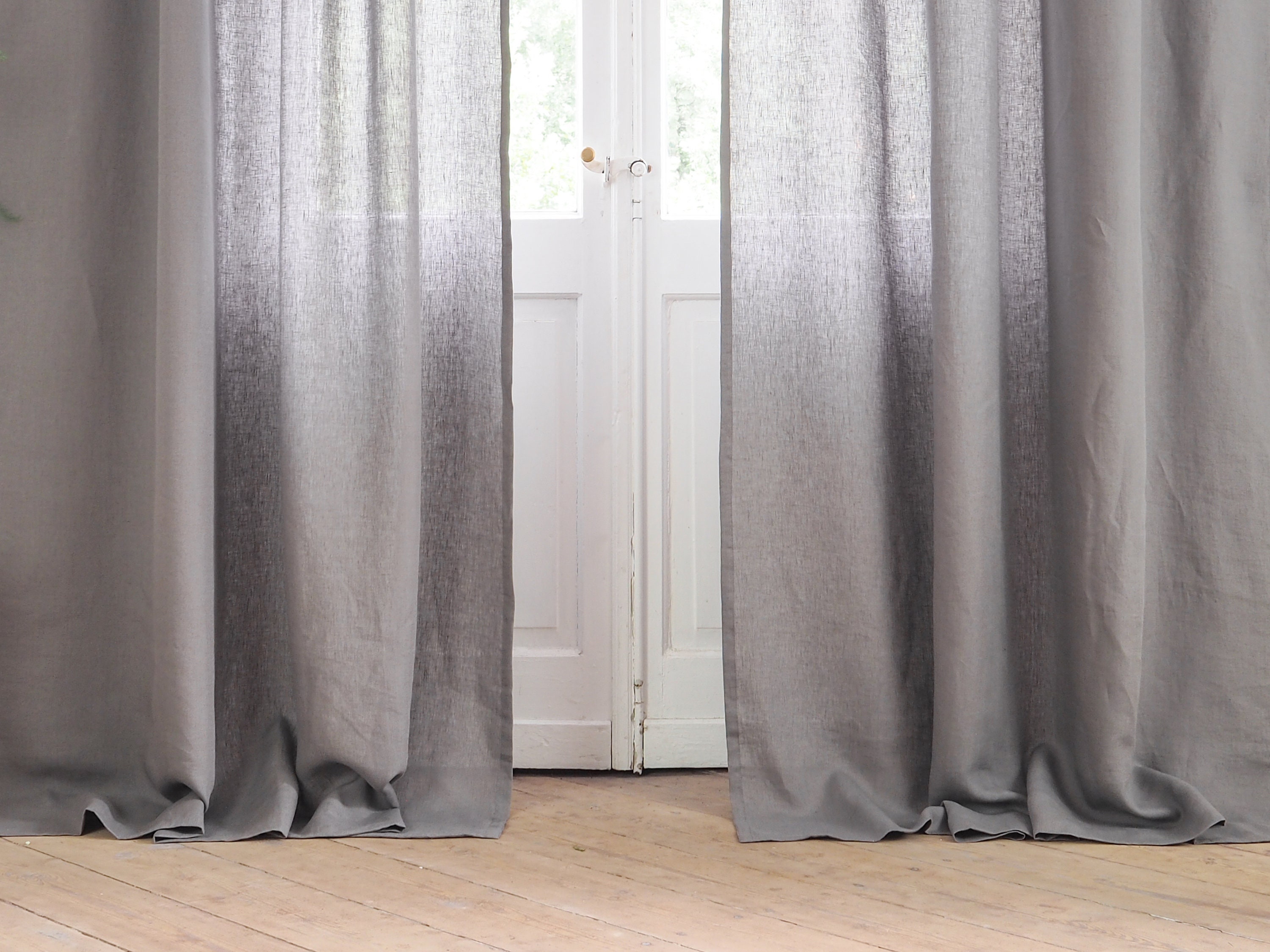 Gray Linen Curtain Made of MEDIUM LINEN 160 G/m2. Tie Top | Etsy