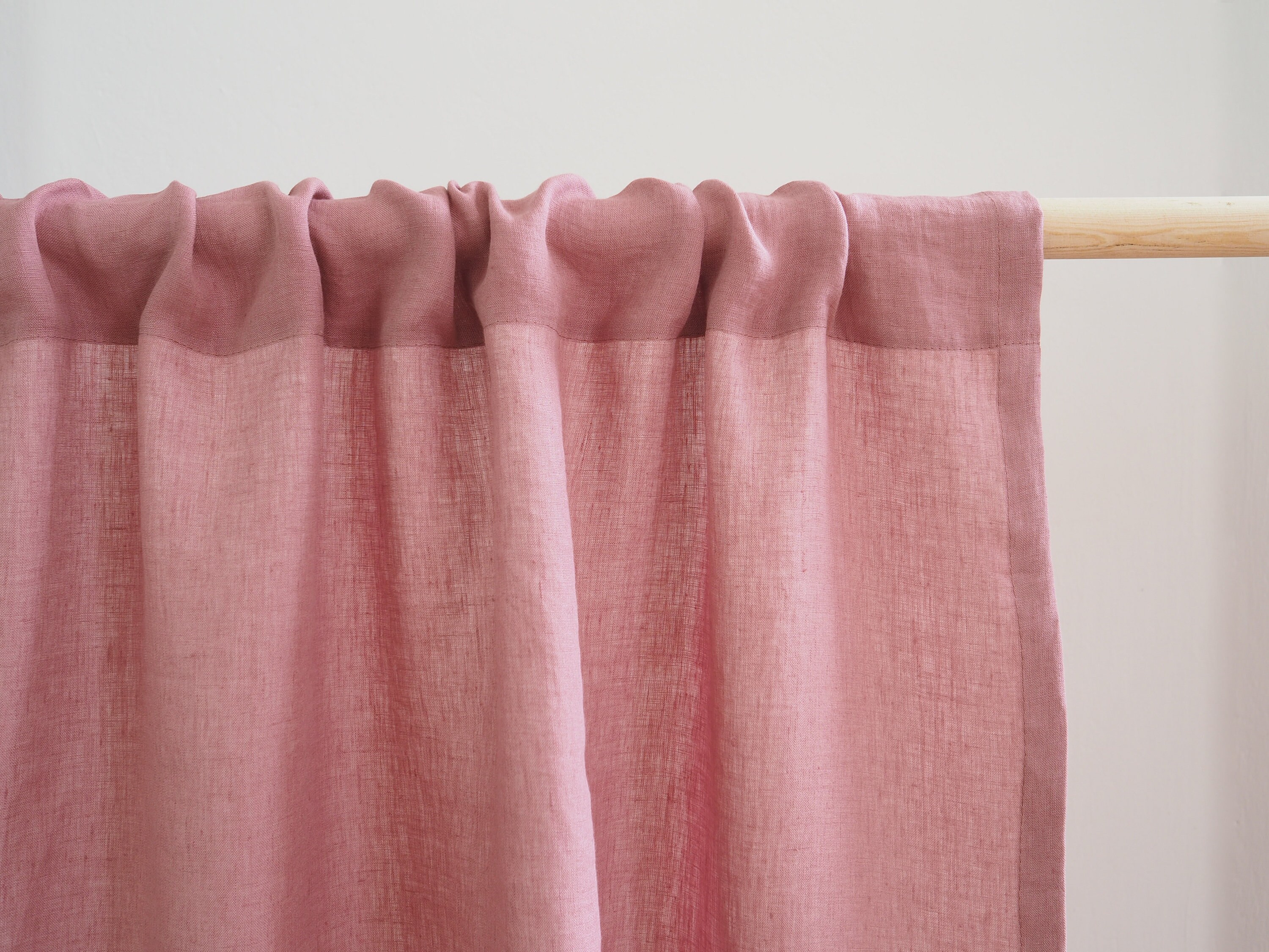 Dusty pink stonewashed linen curtain made of MEDIUM LINEN 160 | Etsy