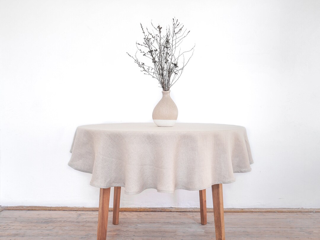 Natural Stonewashed Linen Round Tablecloth, 100% Linen Dining Cloth - Etsy