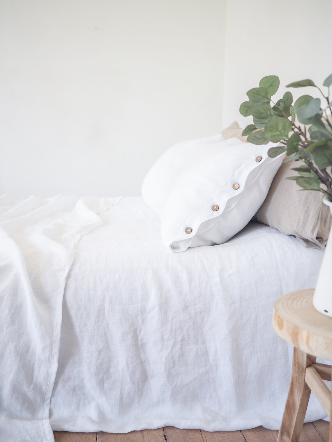 Pure white linen blanket summer beach blanket Bedspread | Etsy