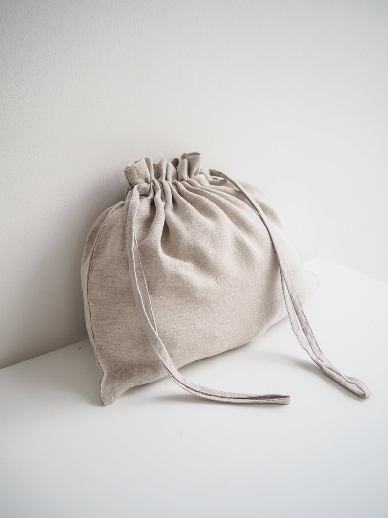 Linen Drawstring Bag. Linen Pouch, Soft Linen Storage Bag in Natural ...