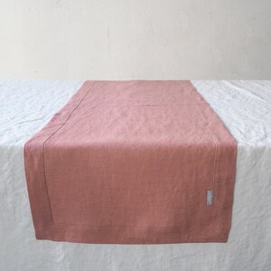 Dusty Pink Linen Table Runner. Stonewashed Linen - Etsy