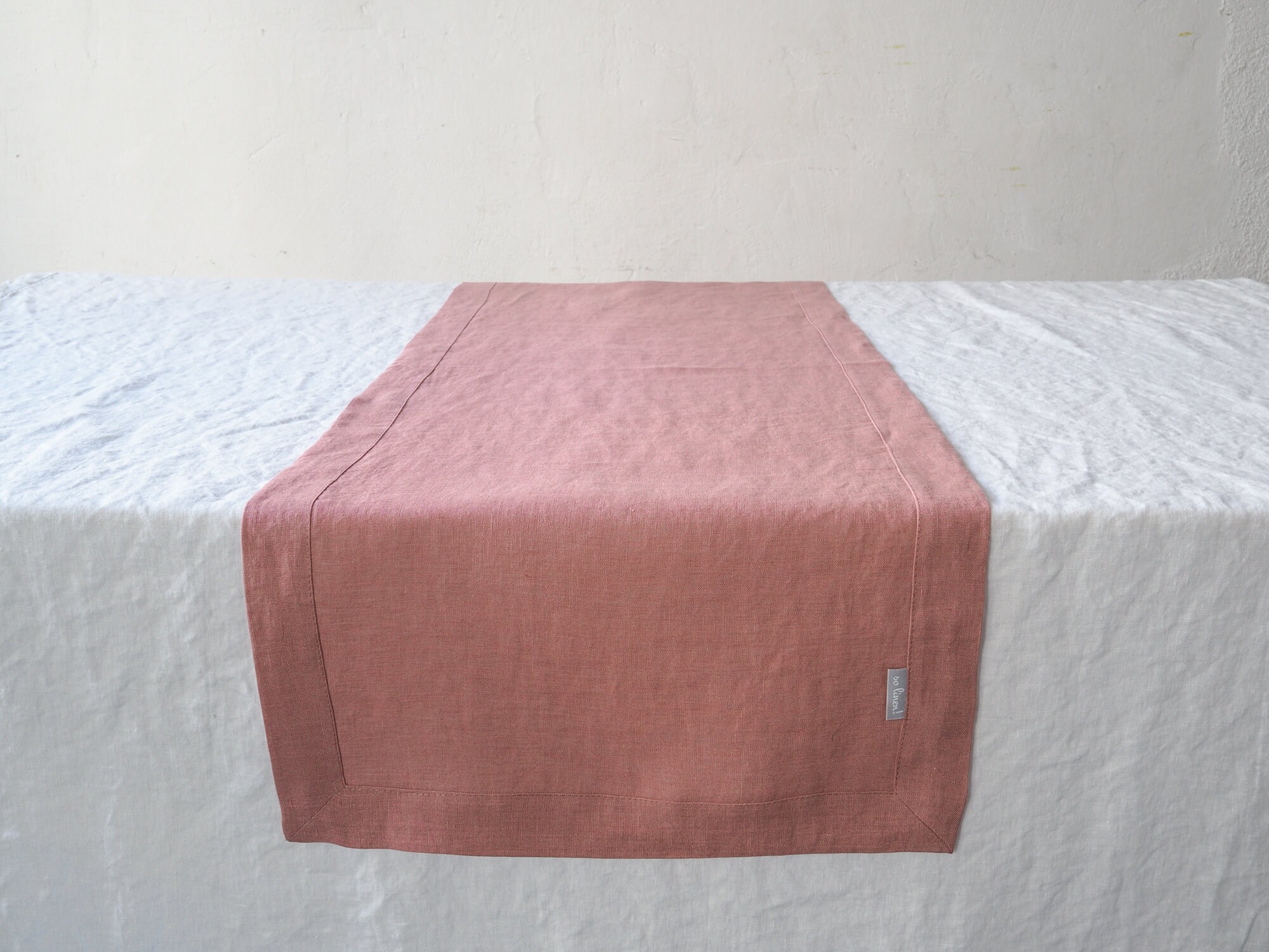 Dusty pink linen table runner. Stonewashed linen | Etsy