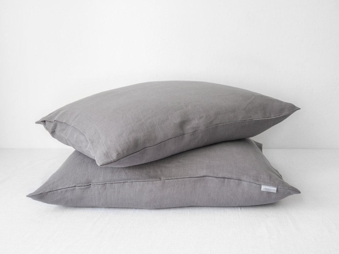 Gray Linen Pillow Case, Linen Pillow Cover. Standard, Queen, King. Euro ...