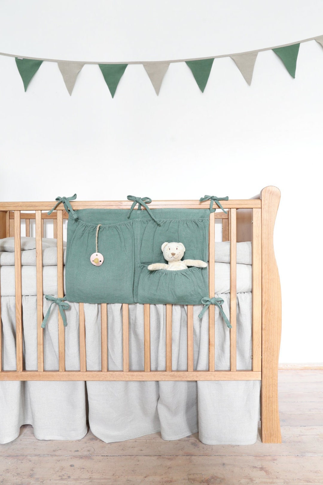 Linen Crib Organizer. Pocket Organizer for a Nursery in Eucalyptus ...