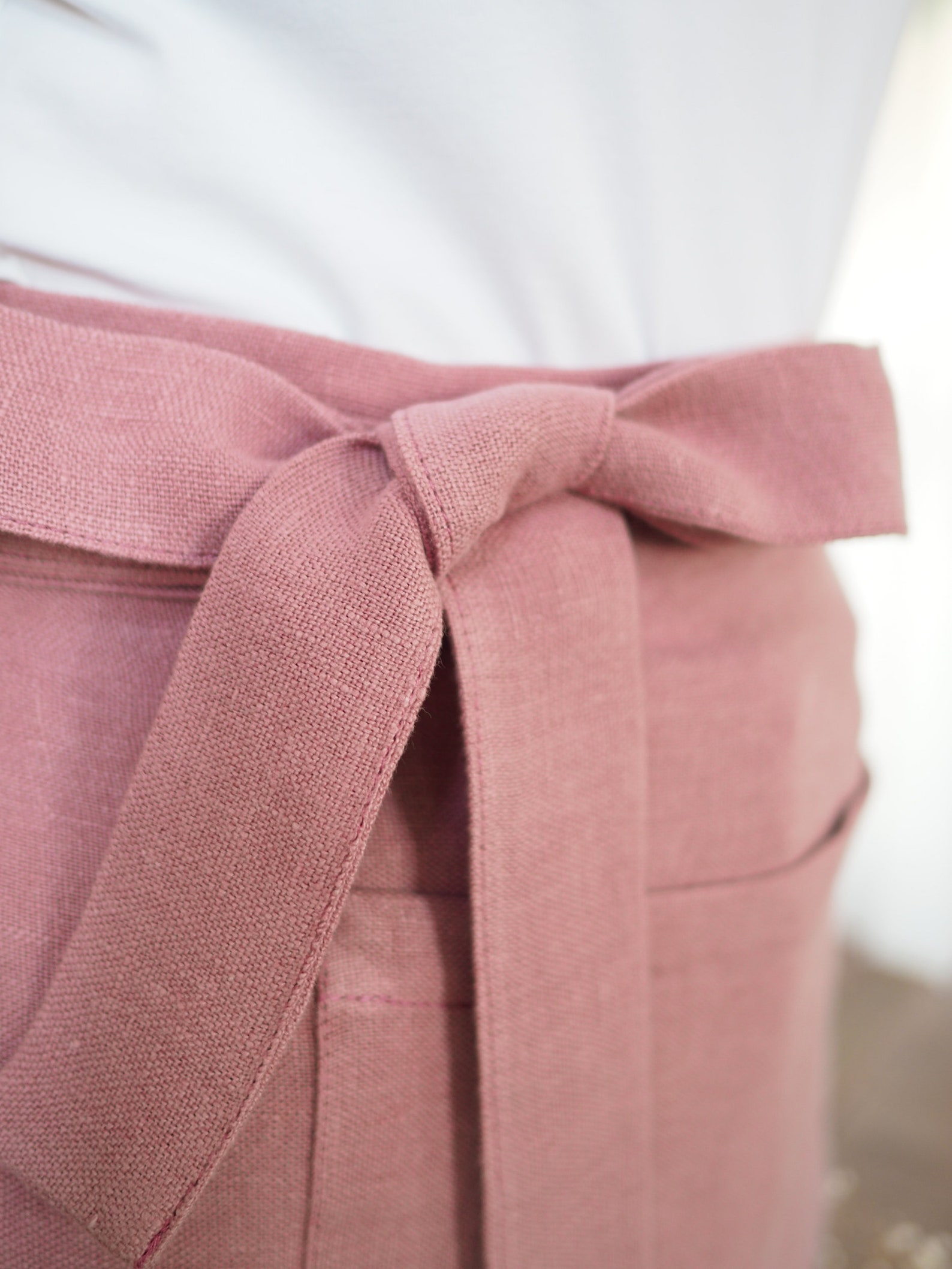 Pink Linen Cafe Apron. Perfect Gift Idea. Linen Half Apron - Etsy
