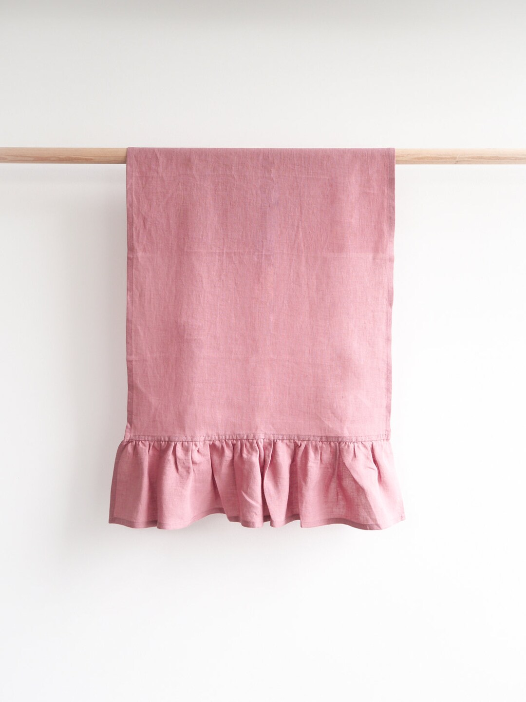 Ruffled Linen Tea Towels. Dusty Pink Linen Hand Towel With Ruffles. - Etsy