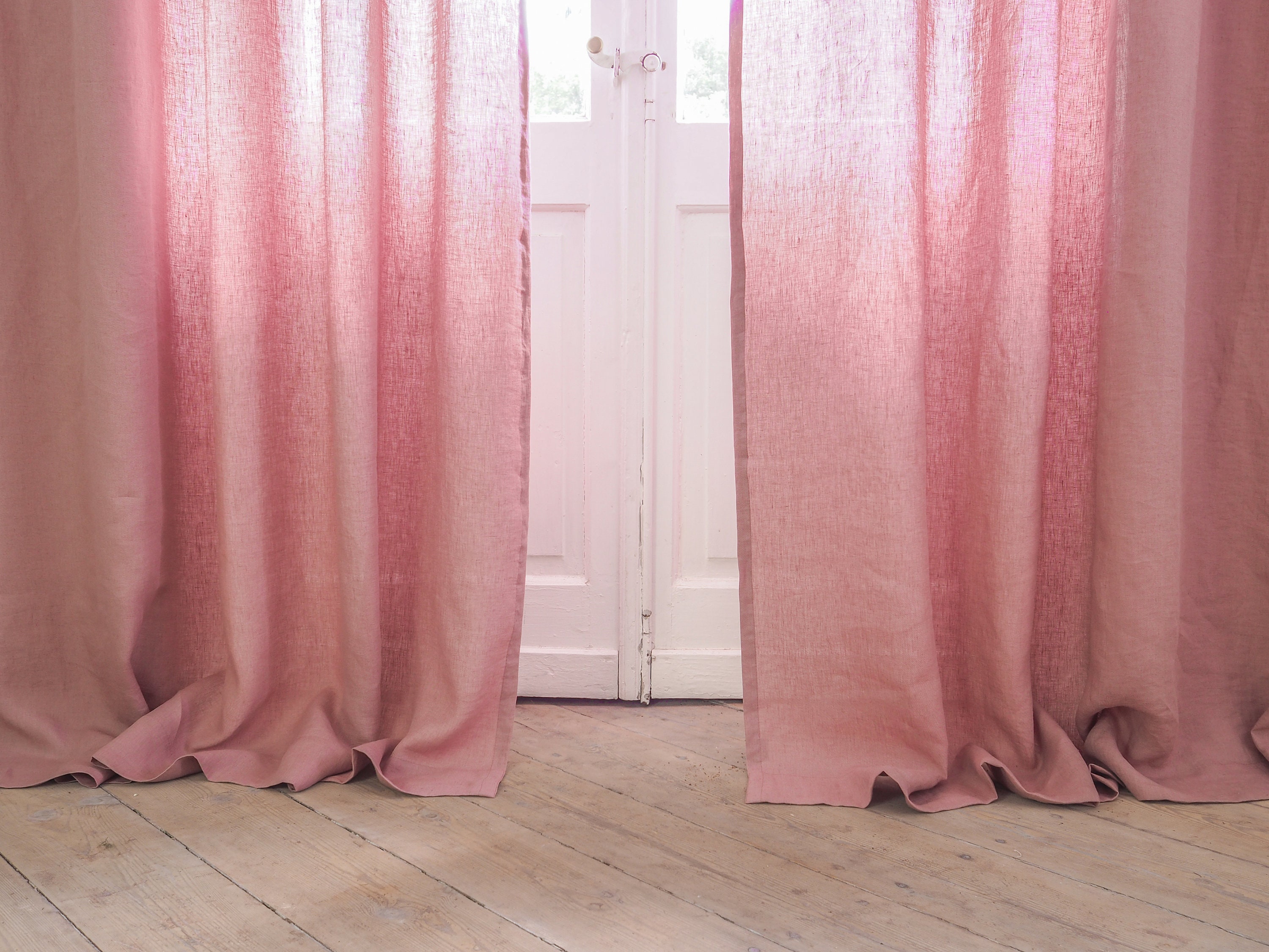 Pink Linen Curtain Made of MEDIUM LINEN 160 G/2. Bedroom - Etsy