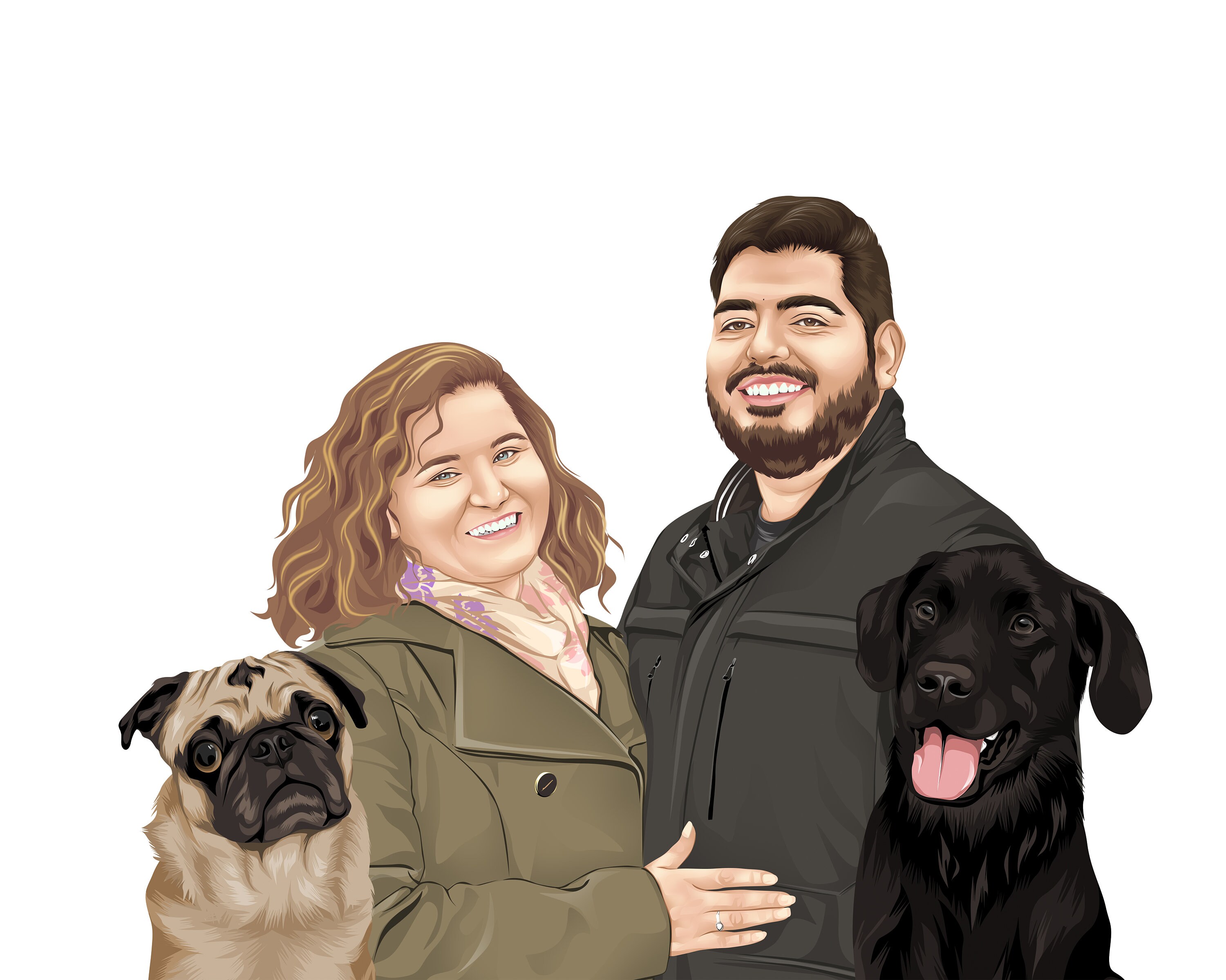 Personalized Cartoon Family Portrait: Custom Vector Art (digital File ...