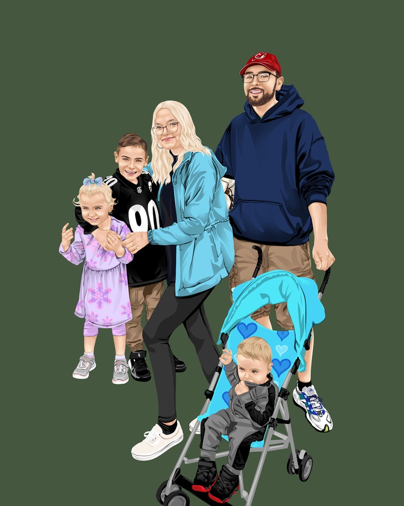Personalized Vector Cartoon Family Portrait: Custom Digital ...