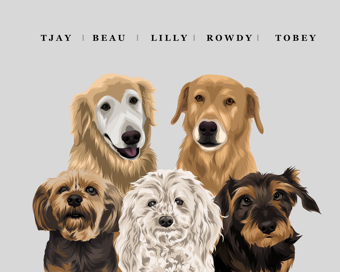 Customized Cartoon Pet Portrait Personalized Pet Vector My | Etsy