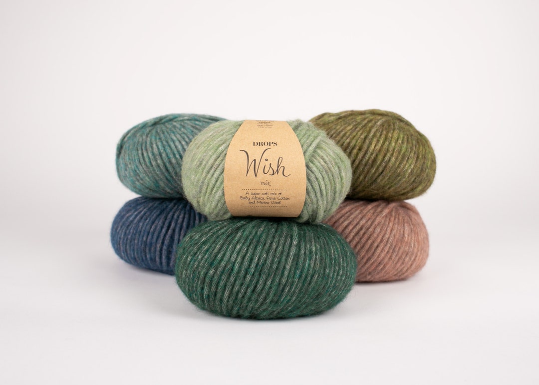 Chunky Baby Alpaca, Pima Cotton, Merino Wool Blend Yarn: DROPS Wish ...