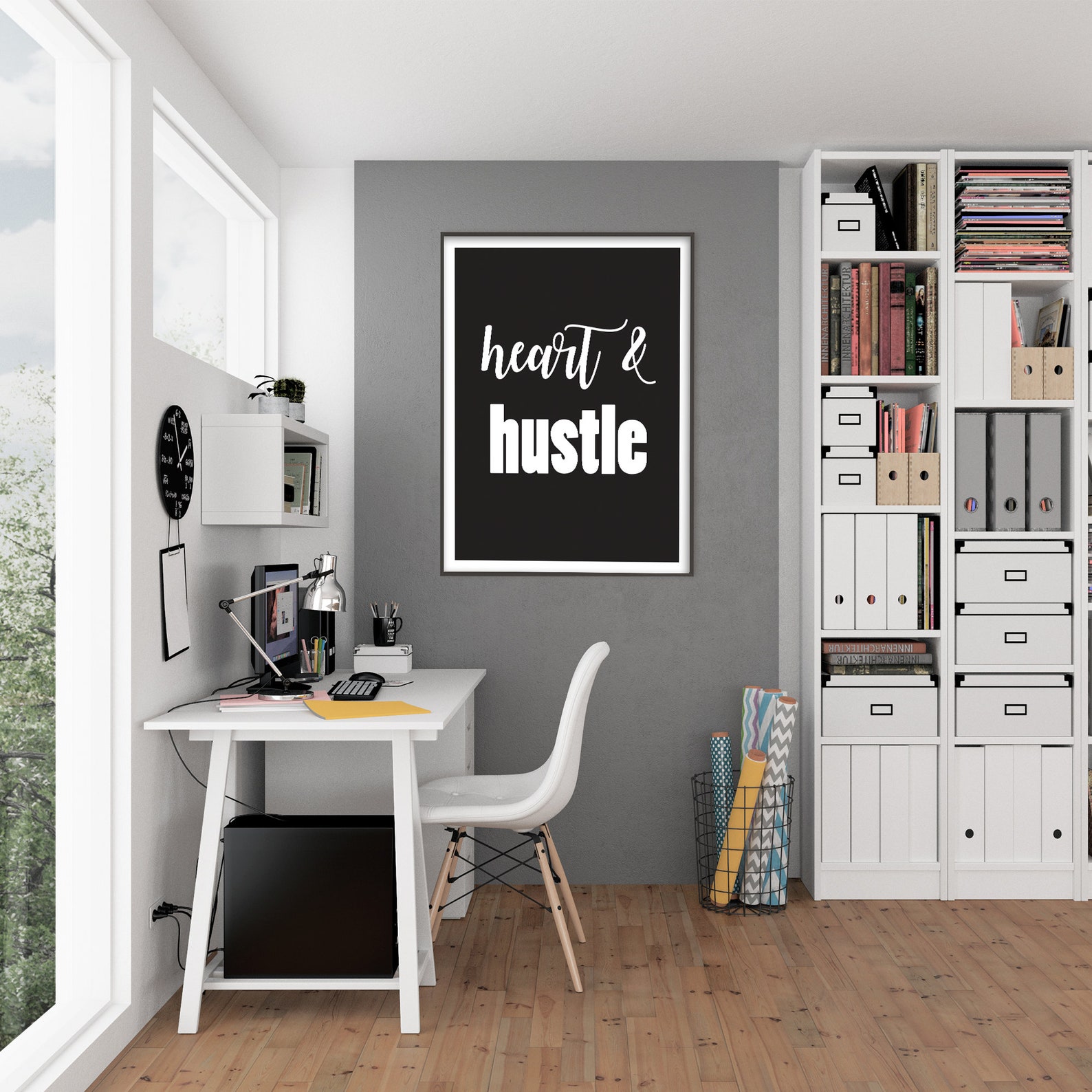 Heart and Hustle Sign Printable|home Office Printable Sign|motivational ...