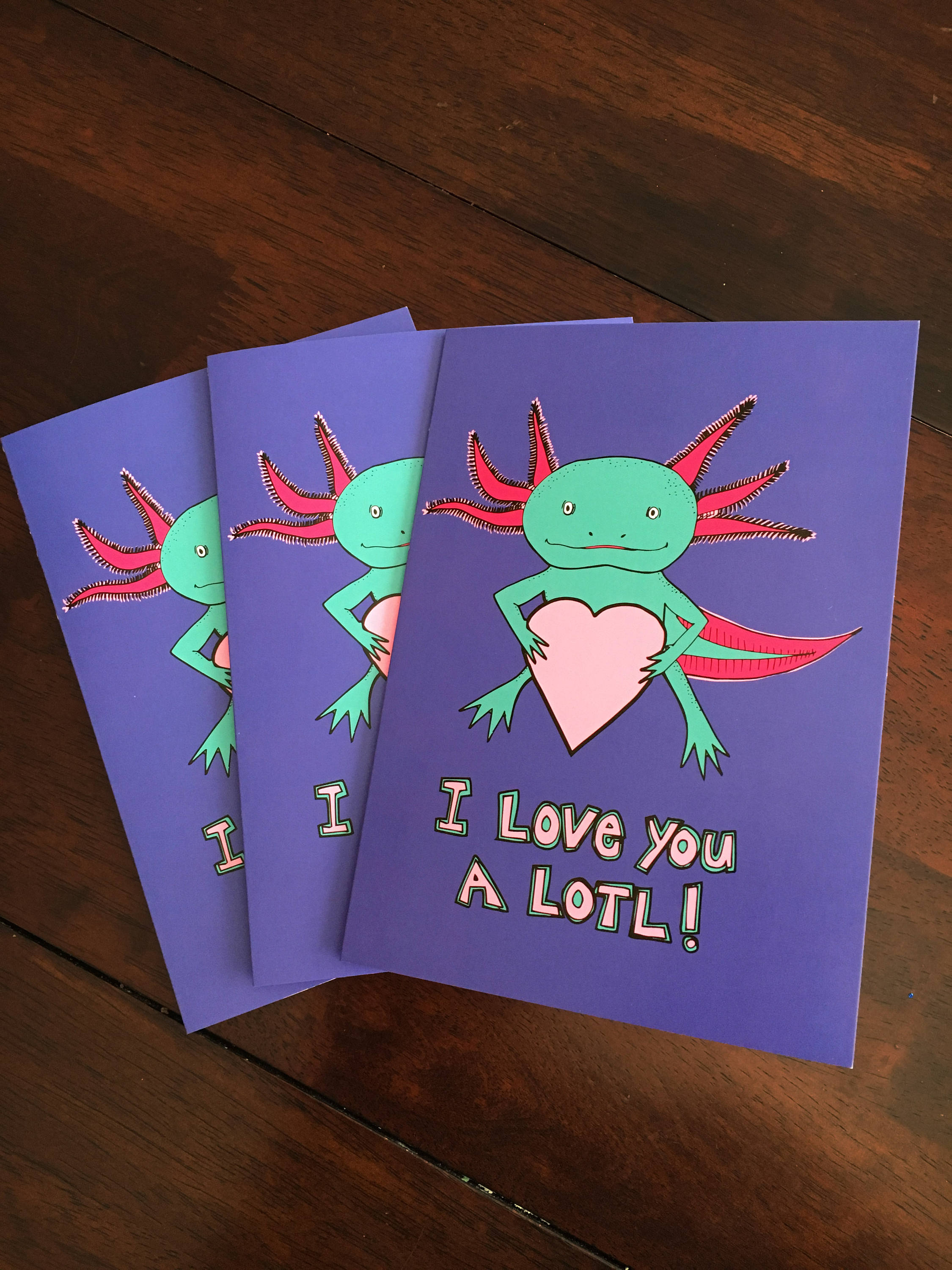 I LOVE YOU A LOTL Axolotl Love Card for Valentine's Day or Every Day - Etsy
