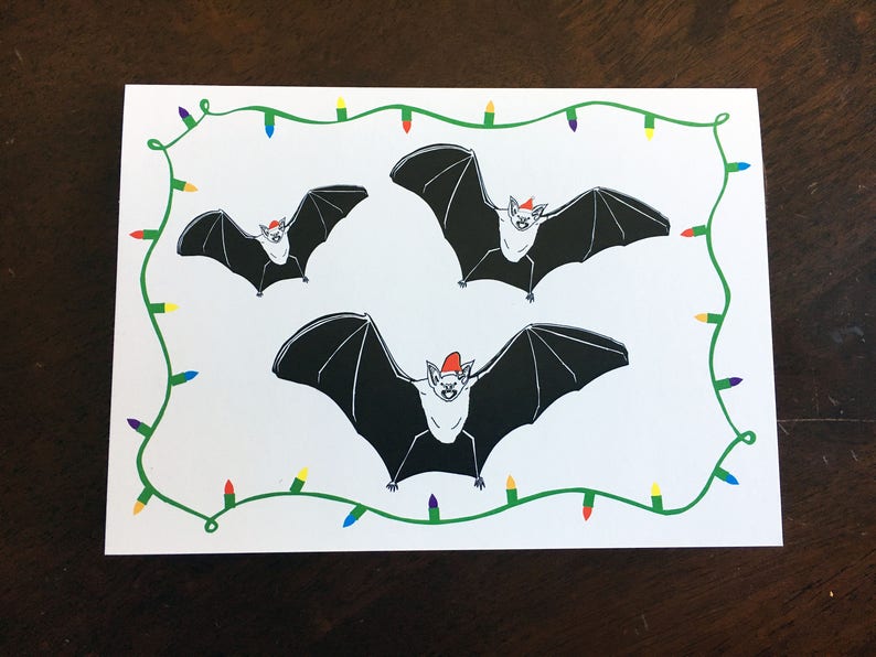 Bumblebee Bat (kitti's Hog-nosed Bat) Holiday Card - Etsy