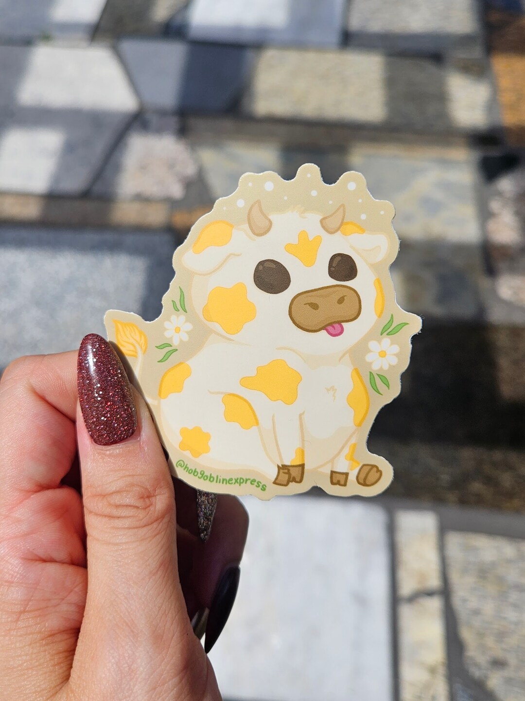 Daisy Cow Matte Vinyl Sticker - Etsy