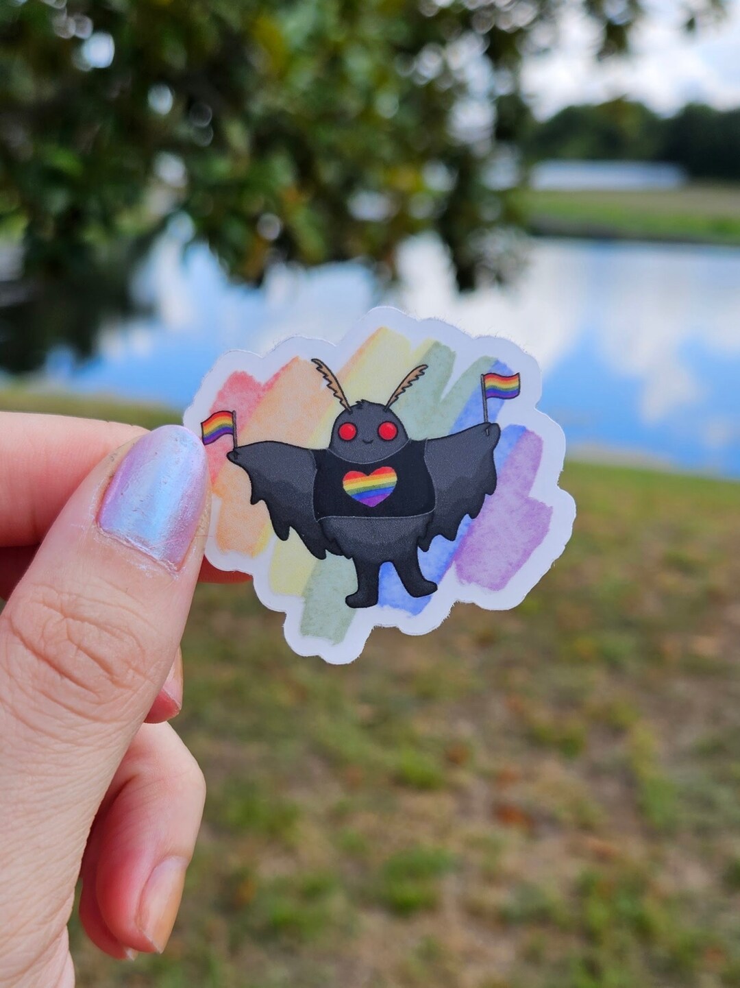 Rainbow Gay Pride Mothman Clear Vinyl Sticker - Etsy