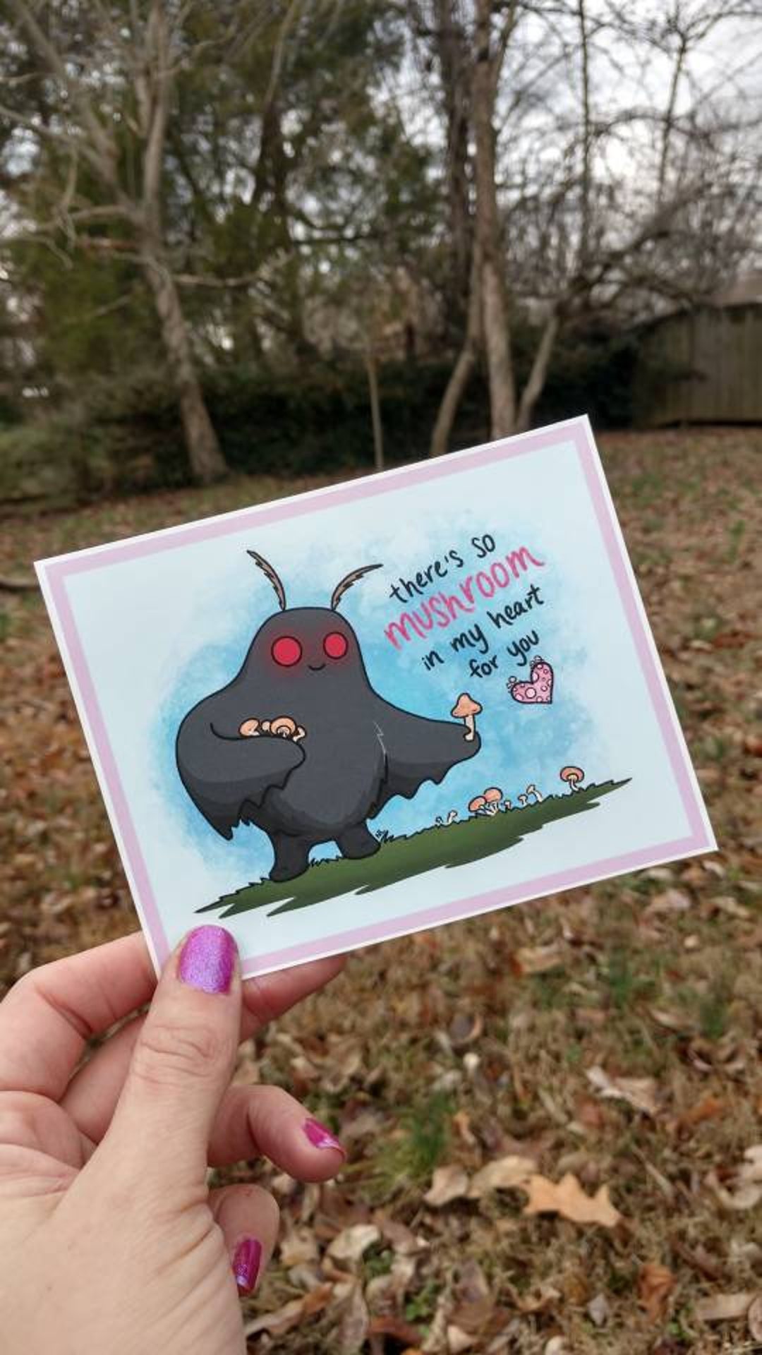 Mothman Mushroom Heart Cryptid Valentines Card - Etsy