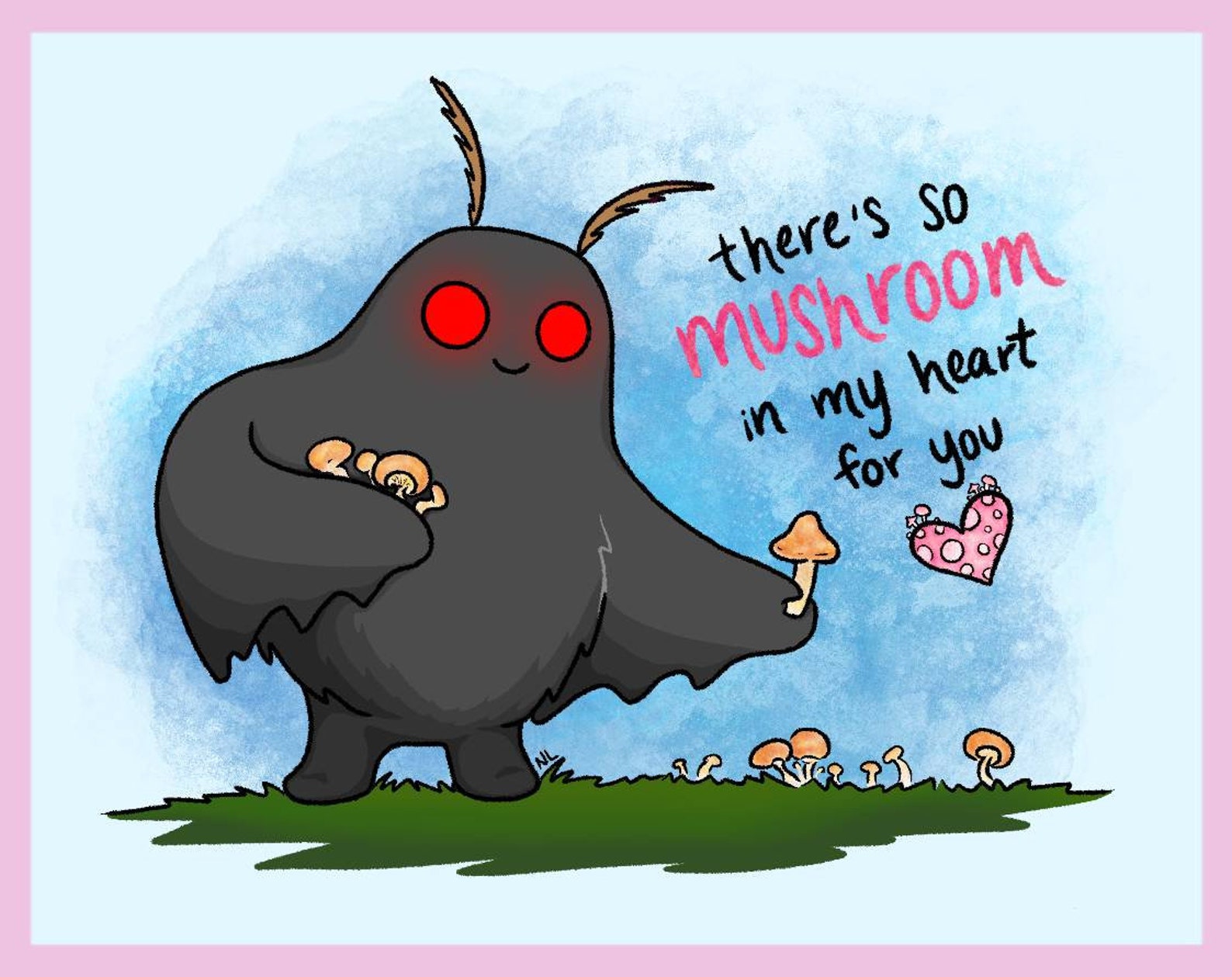 Mothman Mushroom Heart Cryptid Valentine’s Card - Etsy