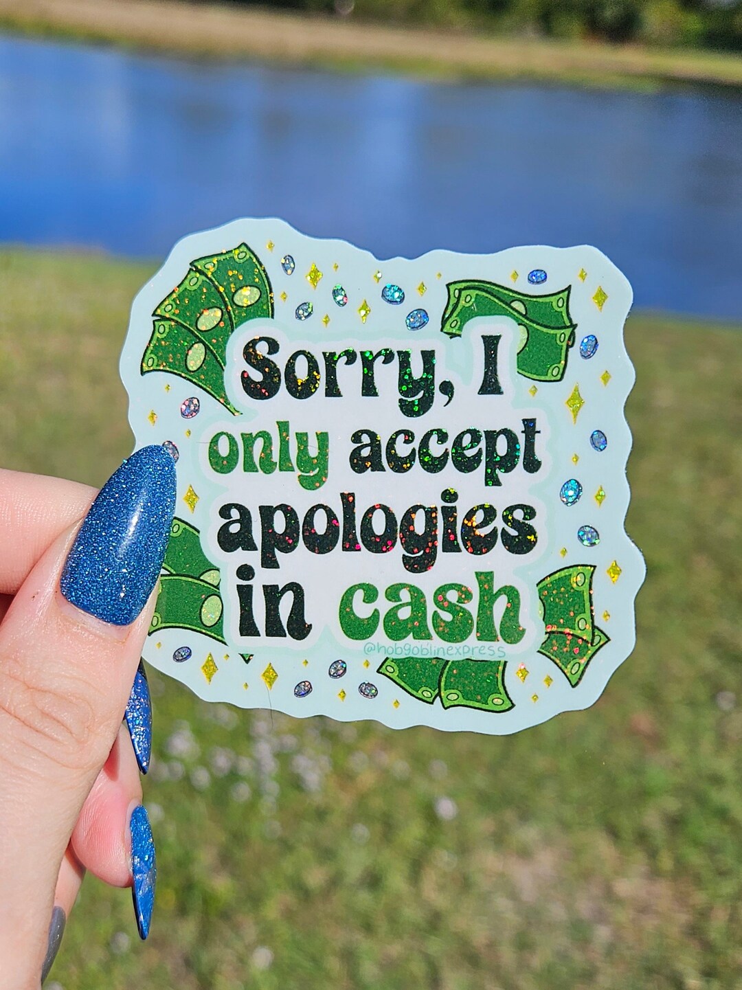 Cash Apologies Glitter Vinyl Sticker - Etsy