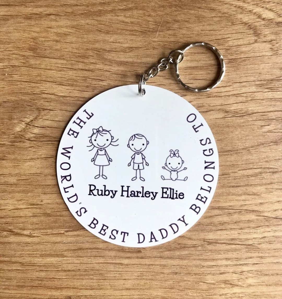 Personalised Daddy Keyring Stick Figure Cute Gift Any Names Daddy ...