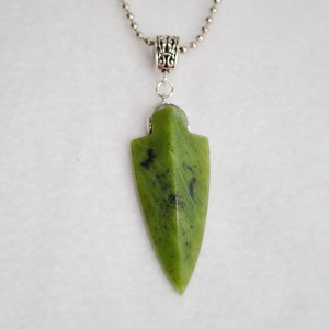 Green Jade Arrowhead Pendant Necklace: Stainless Steel Chain - Etsy