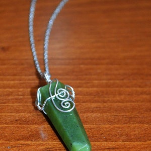 Green Jade Pendant Necklace Wire Wrapped Jade Necklace - Etsy