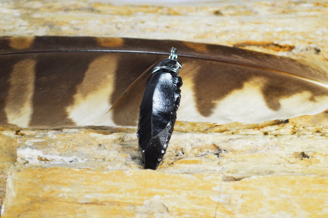 Raw Obsidian Arrowhead Pendant, Chakra Healing Stone - Etsy