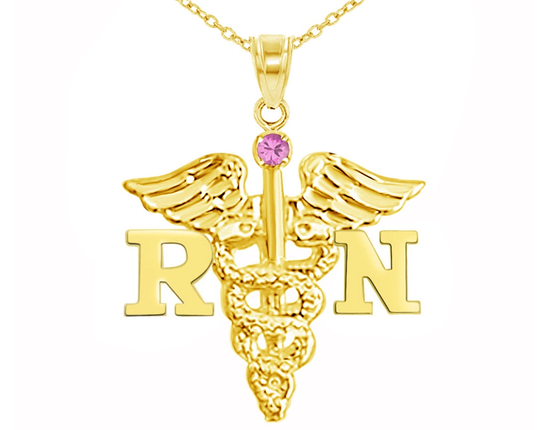 14K Gold RN Nurse Necklace Jewelry Gift - Etsy