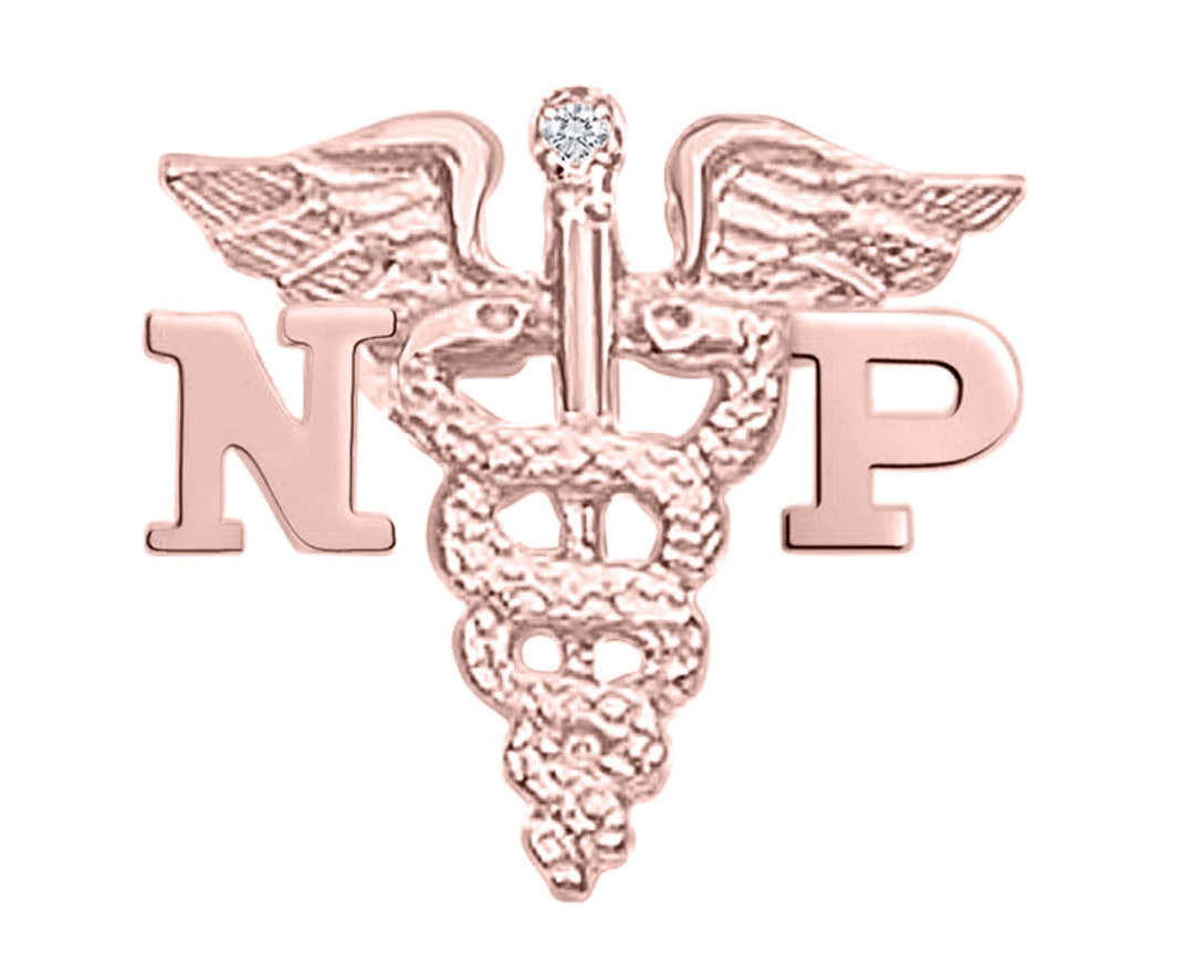 Nurse Practitioner NP Nursing Pin in 14K Rose Gold With Diamond - Etsy