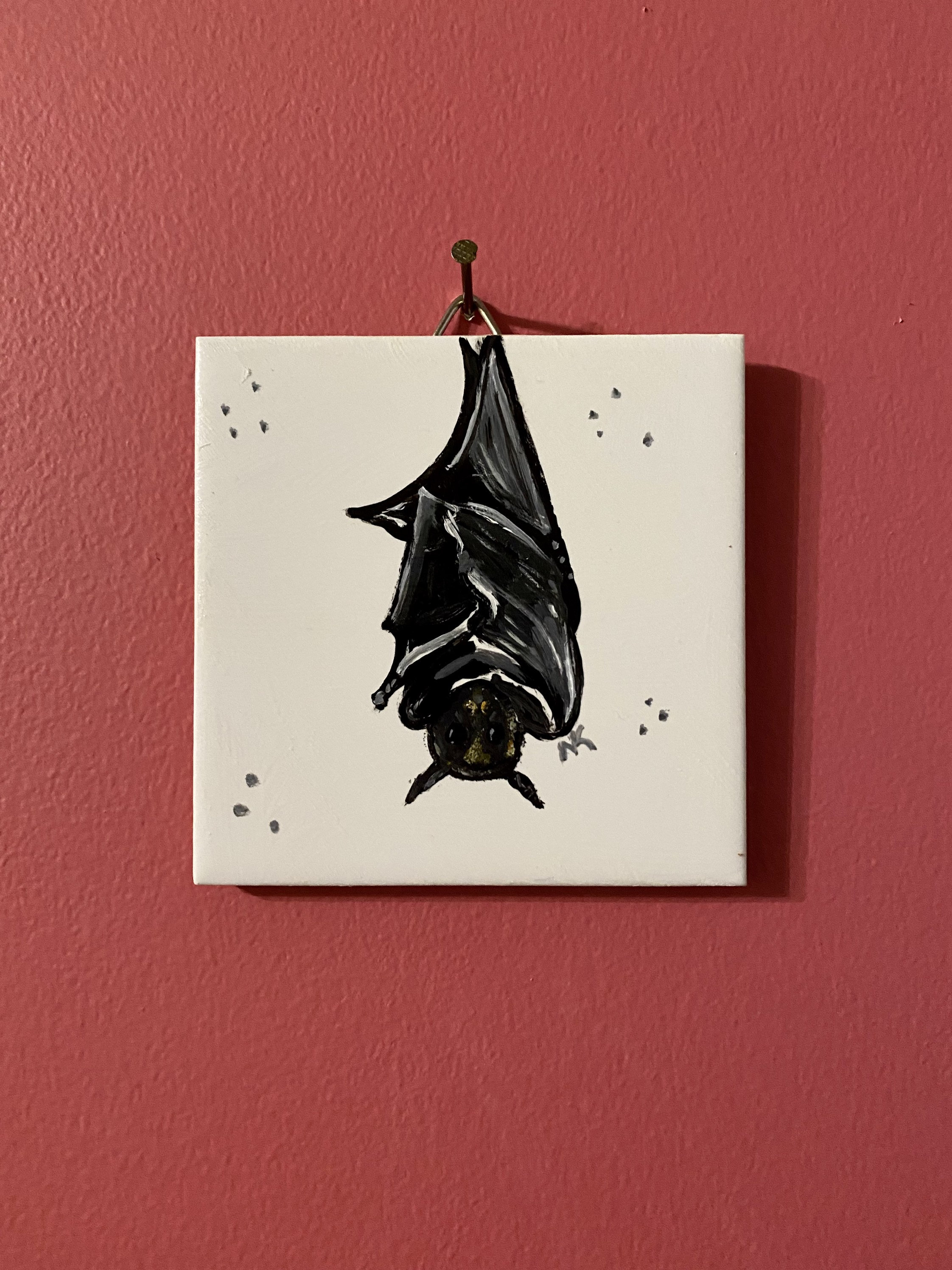 Hand Painted Original Art / Bumblebee Tile / Bat Art / Florida Cougar ...