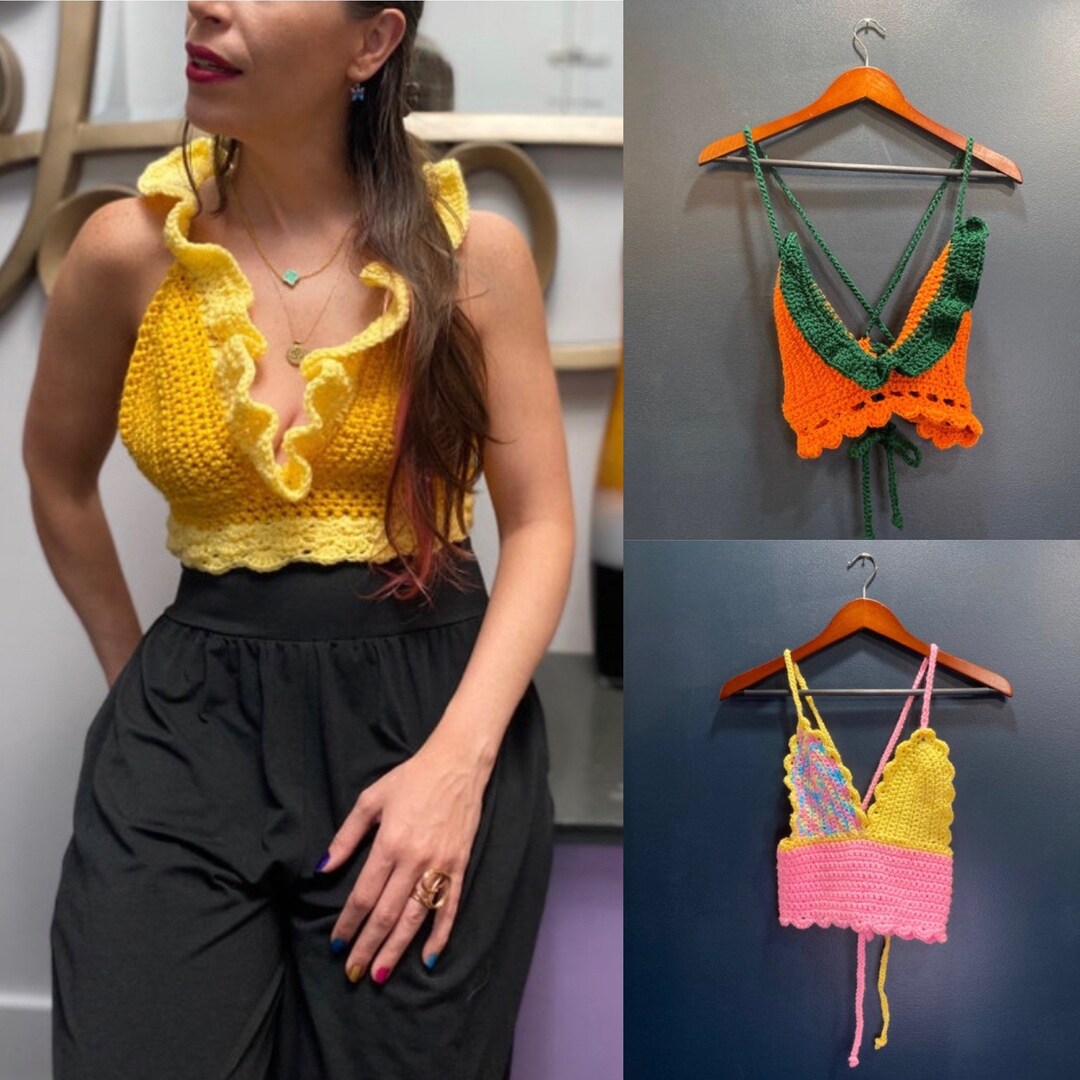 Handmade Cute Halloween Tops / Costume Crop Top / Banana Crochet Top ...