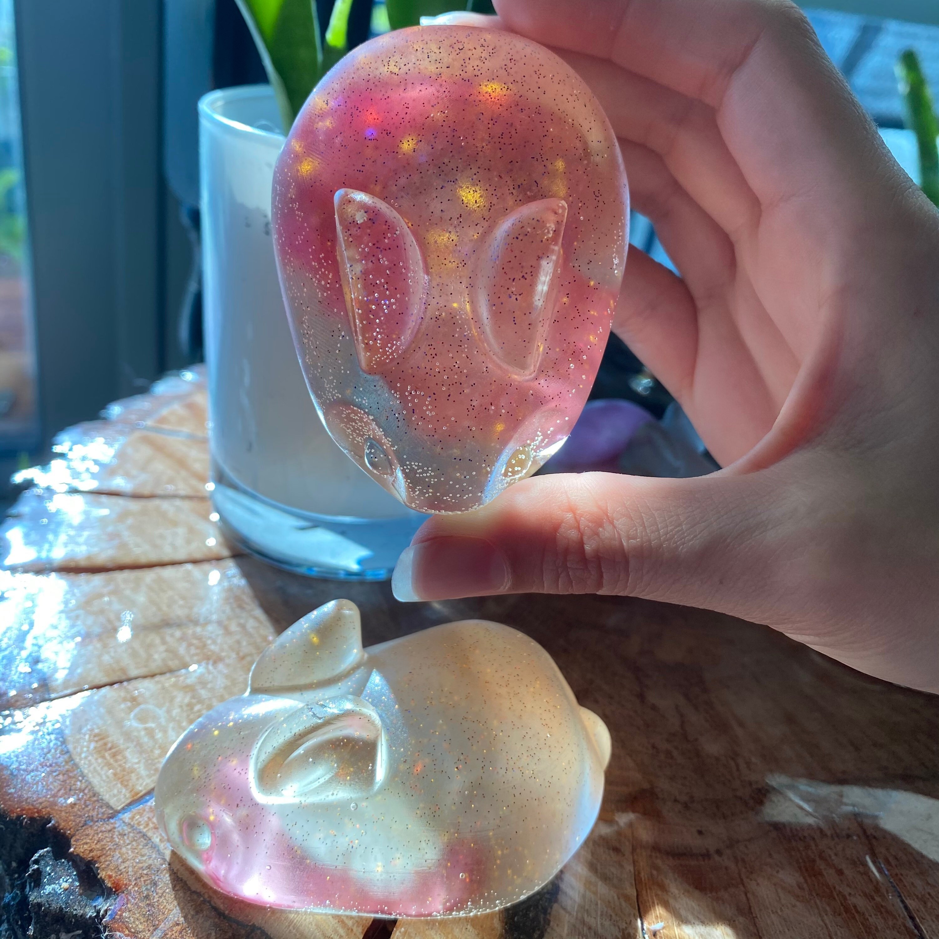 Art & Collectibles Bougainvillea resin bunny gift Flower paperweight ...