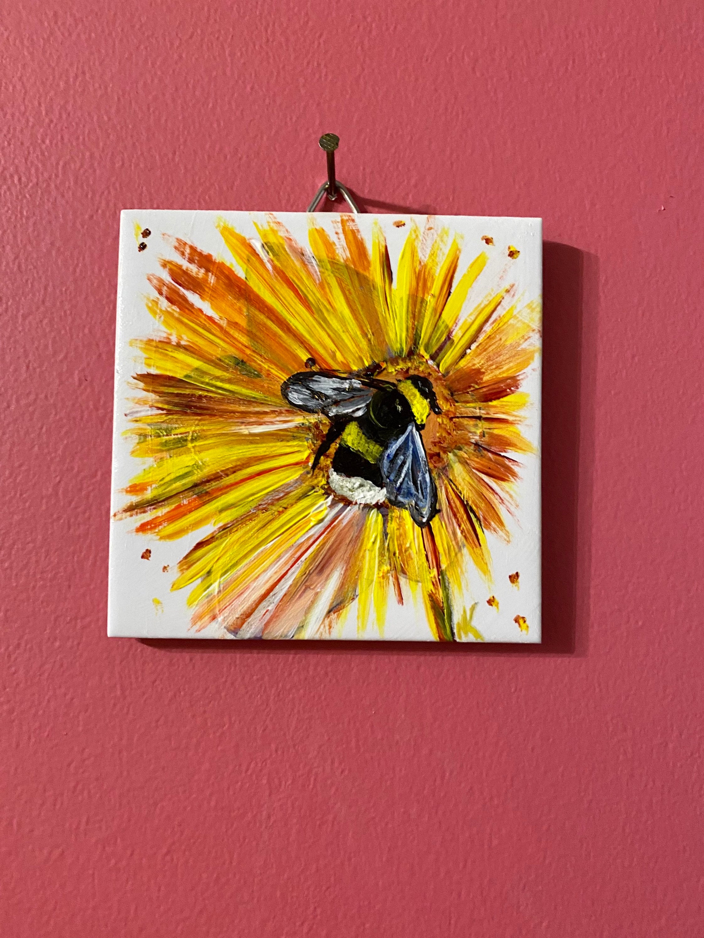 Hand Painted Original Art / Bumblebee Tile / Bat Art / Florida Cougar ...