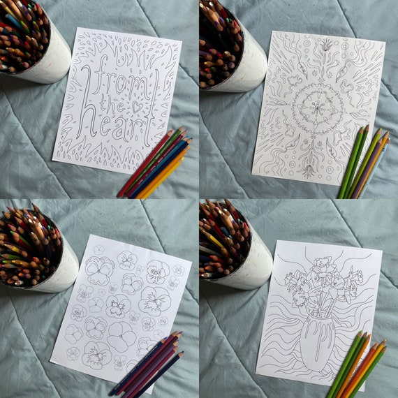 VARIETY FIVE Coloring Pages - Etsy