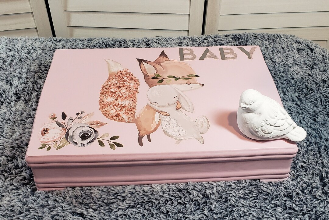 Pink Baby Girl Nursery Keepsake Box, Upcycled Vintage Silverware Box - Etsy