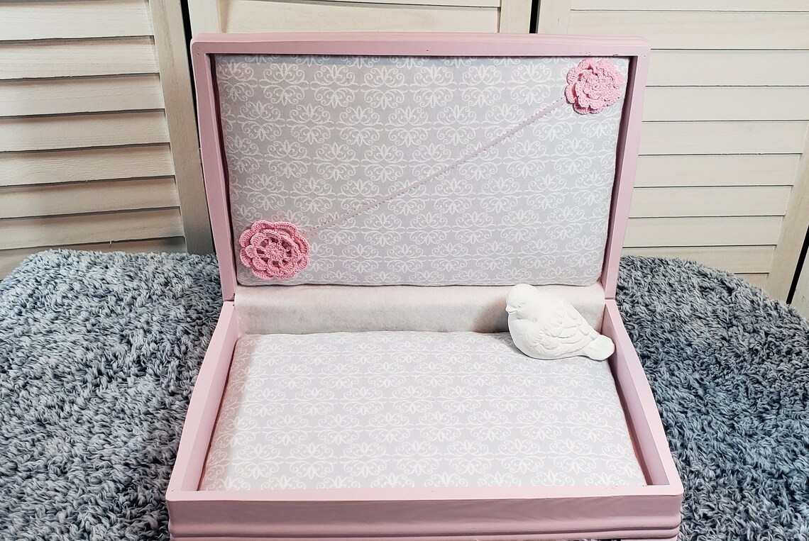 Pink Baby Girl Nursery Keepsake Box Upcycled Vintage - Etsy