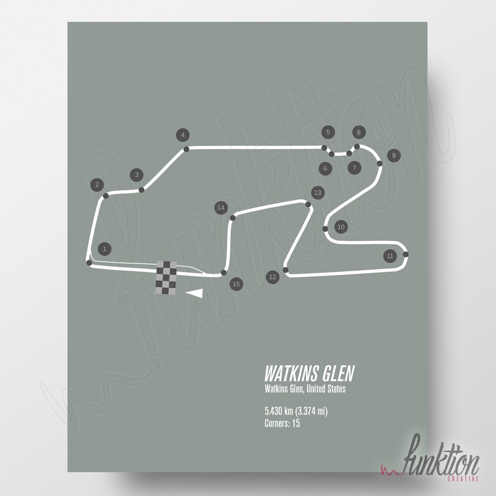 Watkins Glen Circuit Print - DIGITAL DOWNLOAD- Formula 1 Edition - F1 ...
