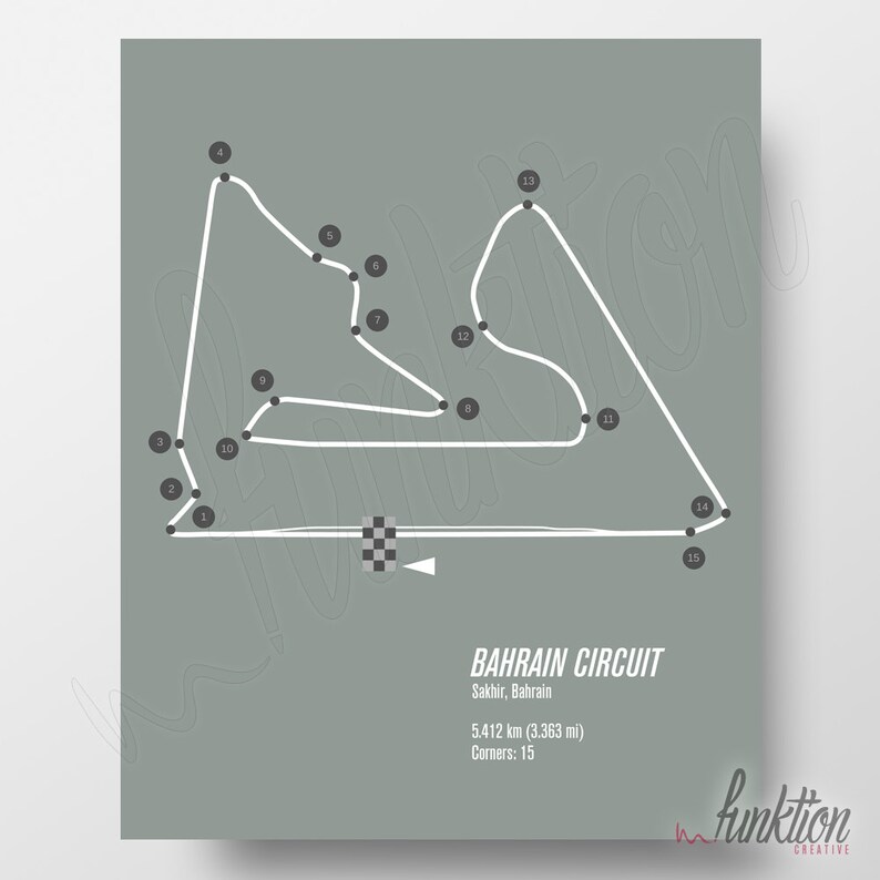 Bahrain Circuit Print Formula 1 Edition F1 Race Track Map 8 X 10 Sakhir ...