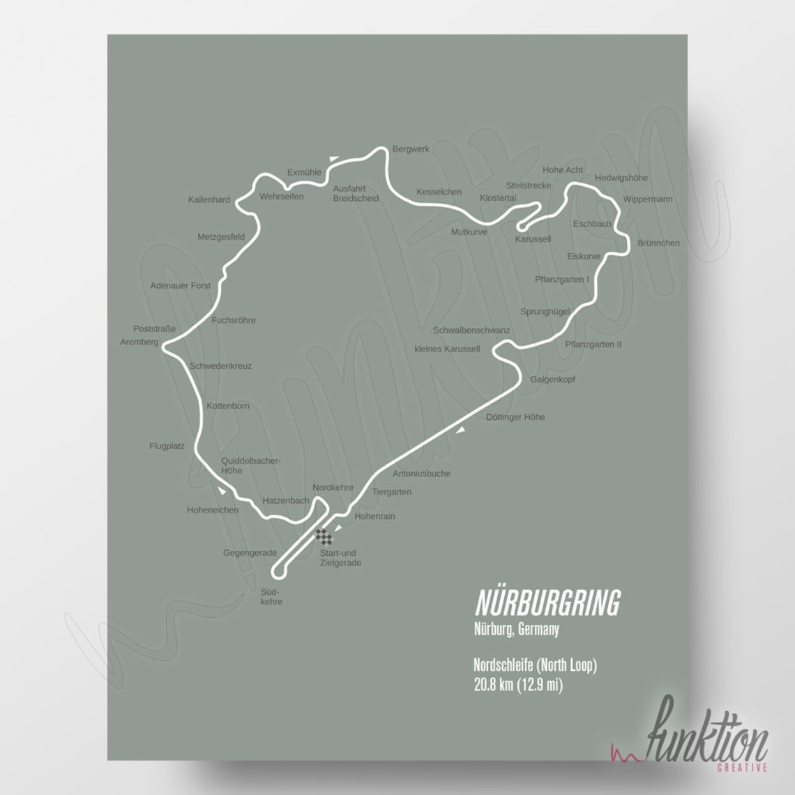 Nurburgring Full Circuit Print - Digital Download - F1 Race Track Map ...