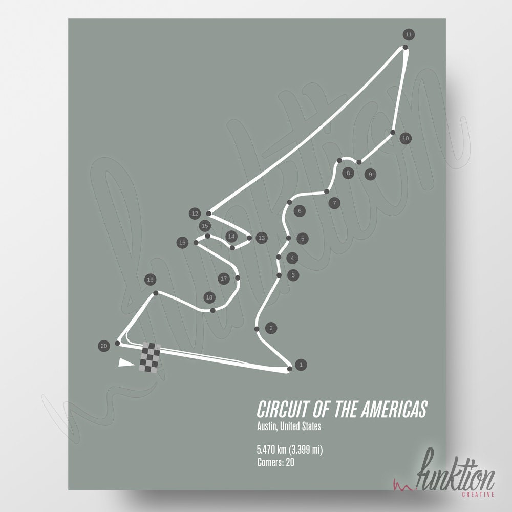 Circuit of the Americas Print Formula 1 Edition F1 Race Track Circuit ...
