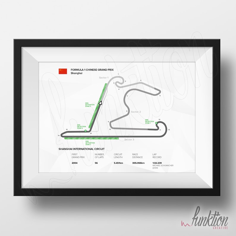Shanghai International Circuit Formula 1 Edition F1 Race Track Map 8 X ...